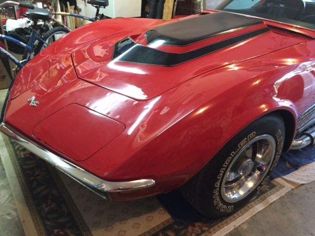 1971 Red T Tops Corvette 4 Speed, Leg Pipes, hood scoop, new carpet ...